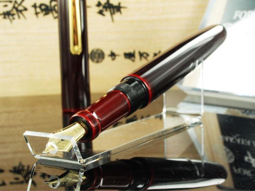 Nakaya Writer Long Fountain Pen, Aka Tamenuri, Urushi lacquer - Iguana Sell UK